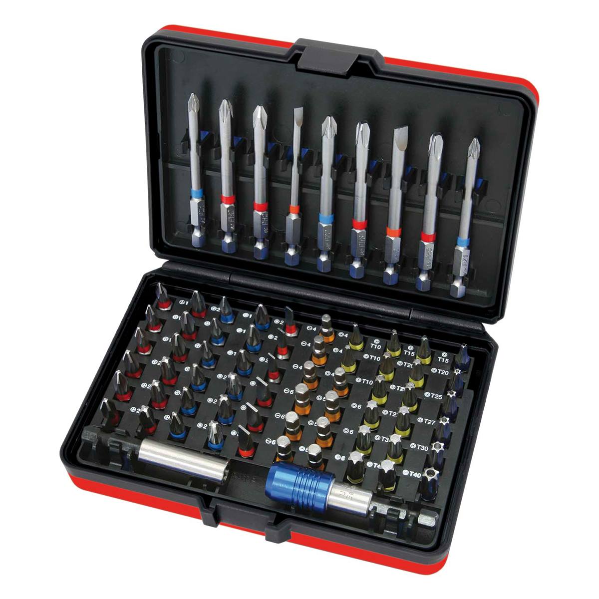 COFFRET D'EMBOUTS DE VISSAGE TORSION AVEC CODE COULEUR - 046243 | Référence Batiment